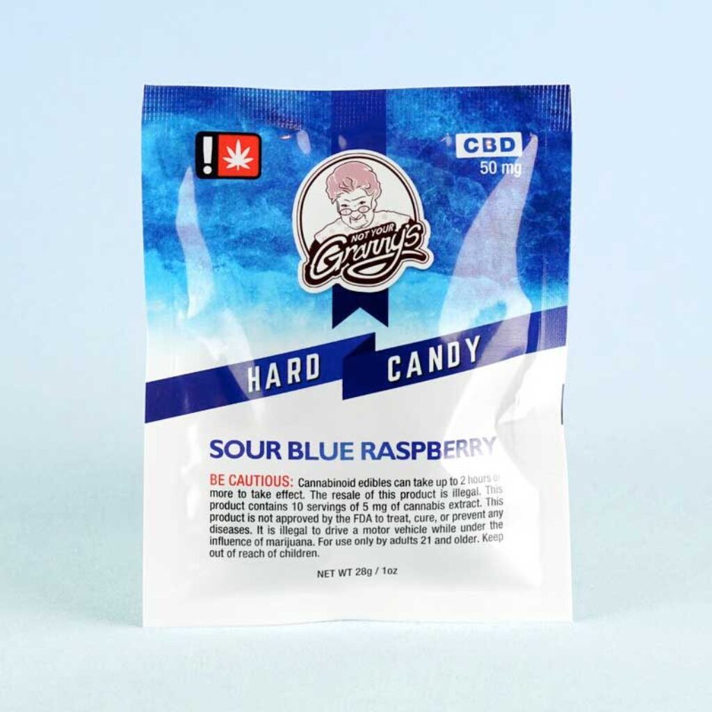 Not Your Grannys Sour Blue Raspberry CBD Hard Candy - Rose City Confections
